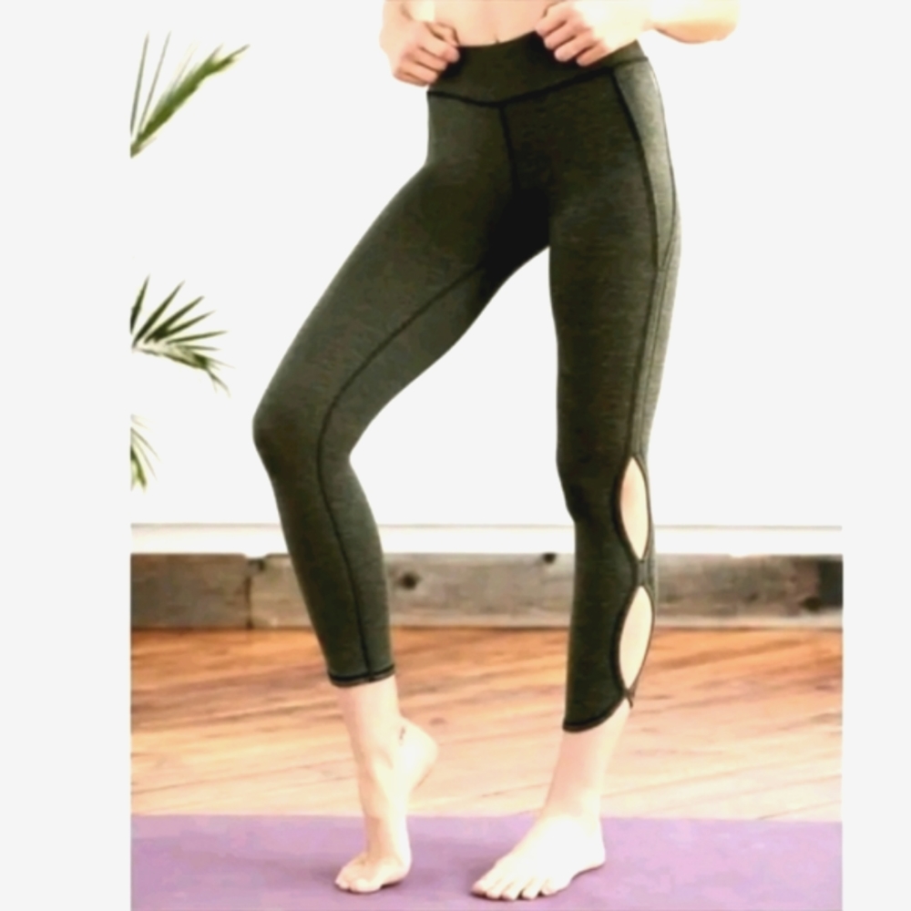 Free People Movement Olive Green High Rise Cut Out Cr… - Gem